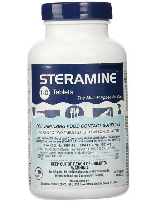 Steramine Quaternary Sanitizing Tablets - 150 Sanitizer Tablets per bo ...