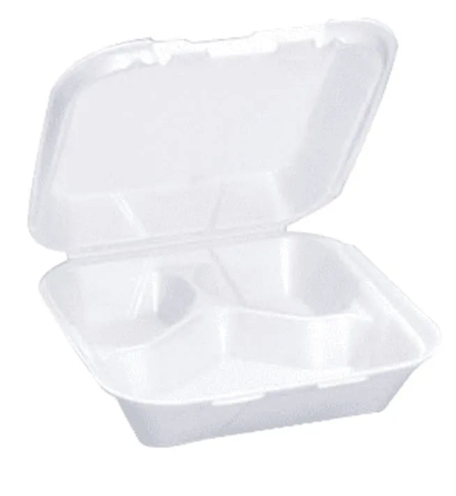 Genpak SN243VW Valueware 3 comp. hinged container 8"x8"x3" w/Snap Lock ...